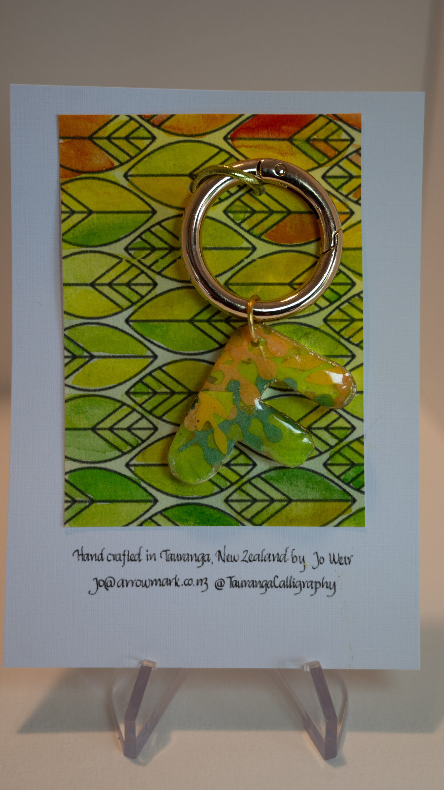 Gift: Key ring in shape of Letter F - Tauranga Calligraphy, Art, Cards ...