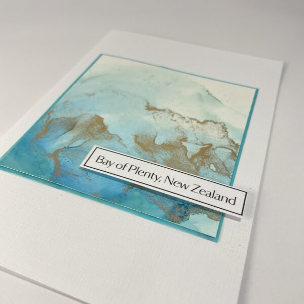 Card: Gold and teal Bay of Plenty, New Zealand - Tauranga Calligraphy ...